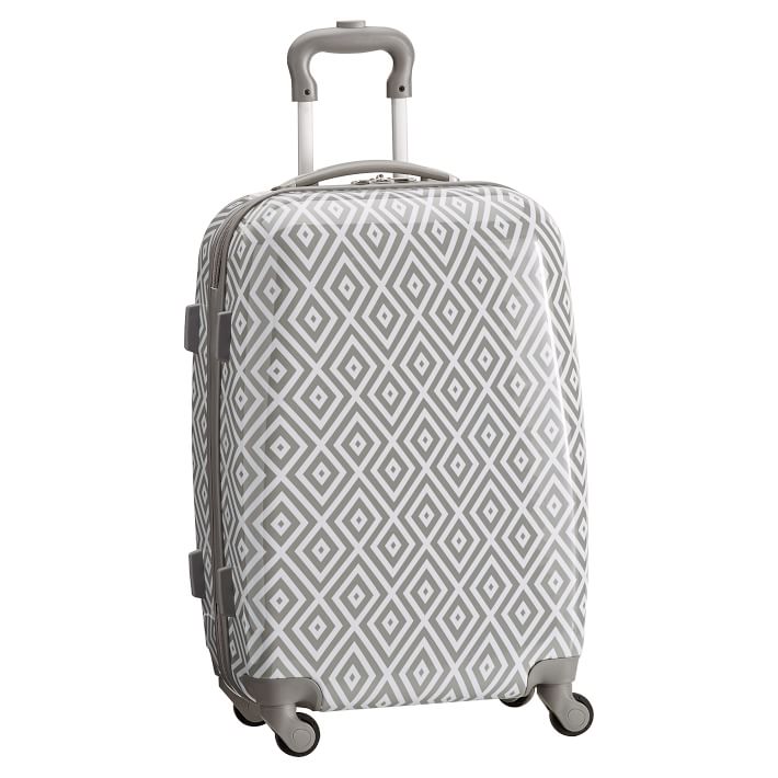 Hard-Sided Gray Preppy Diamond Carry-On Spinner | Clearance | Pottery ...
