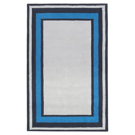 Navy Blue Sideline Border Rug | Teen Rug | Pottery Barn Teen
