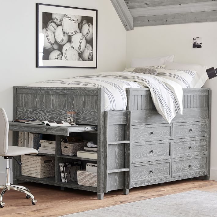 Beadboard Double Low Loft Bed Stylish Space Saver Pottery Barn Teen