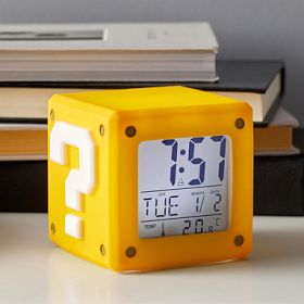 Super Mario™ Question Mark Block Light-Up Alarm Clock | Pottery Barn Teen