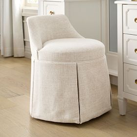 Kennedy Pleated Vanity Stool - Sustainable Luxury Seating | Pottery ...