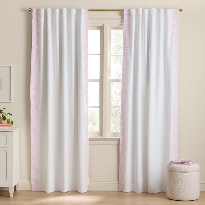 Striped Scallop Blackout Curtain - Chic Window Covering | Pottery Barn Teen