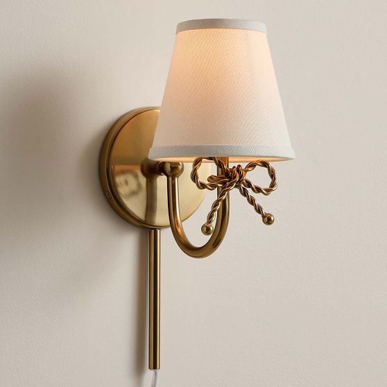 forget-Me-Knot Bow Sconce - Elegant Gold Wall Lighting | Pottery Barn Teen