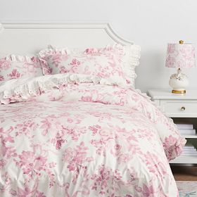 LoveShackFancy Damask Ruffle Duvet Cover | Pottery Barn Teen