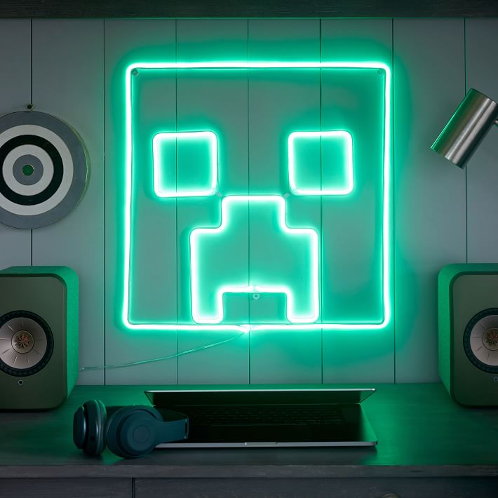 Minecraft™ Creeper Neon LED Light | Pottery Barn Teen