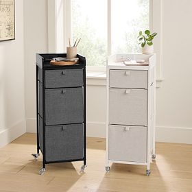 Tall Plug-In Rolling Cart with AC Plug and USB A/C (35") | Pottery Barn ...