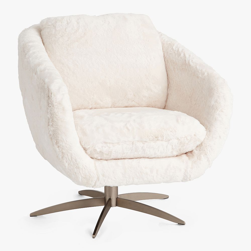 Faux Fur Ivory Glam Lounge Chair | Pottery Barn Teen