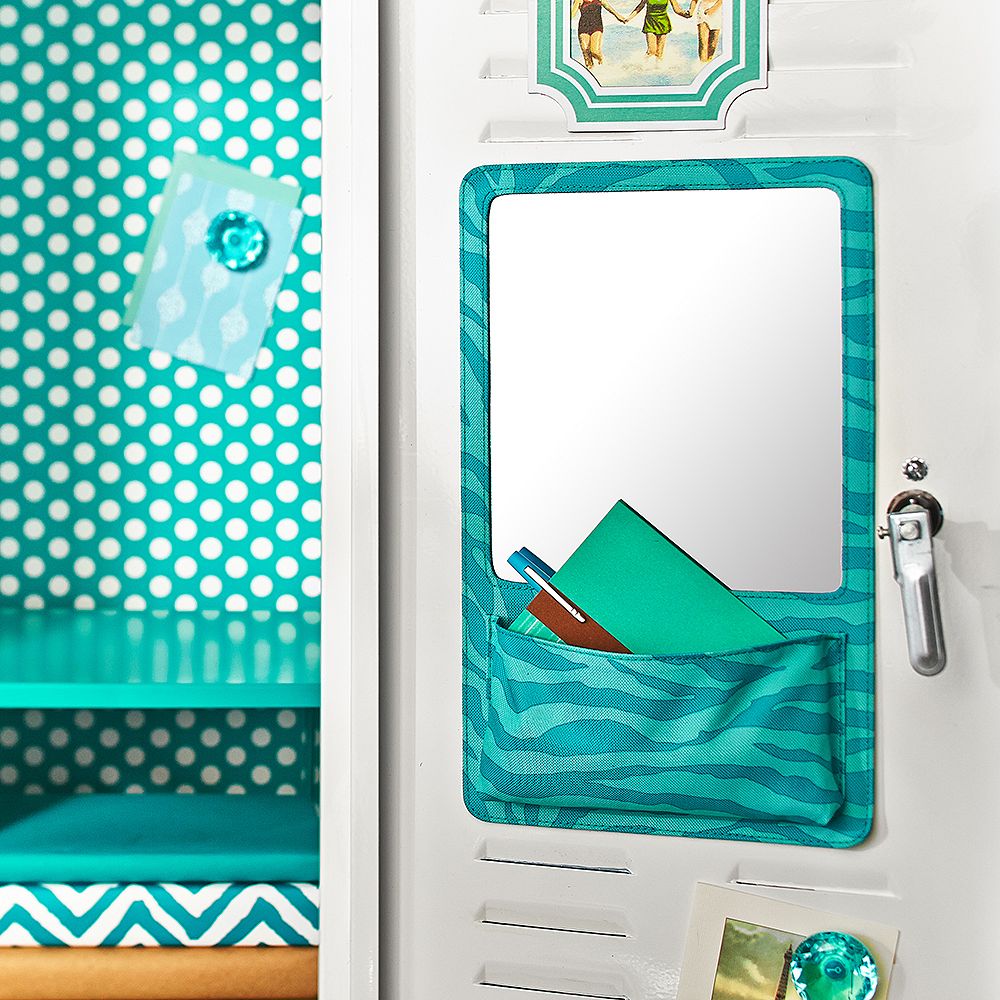 Pool Tonal Zebra Locker Locker Mirror & Pocket Organizer | Pottery Barn ...