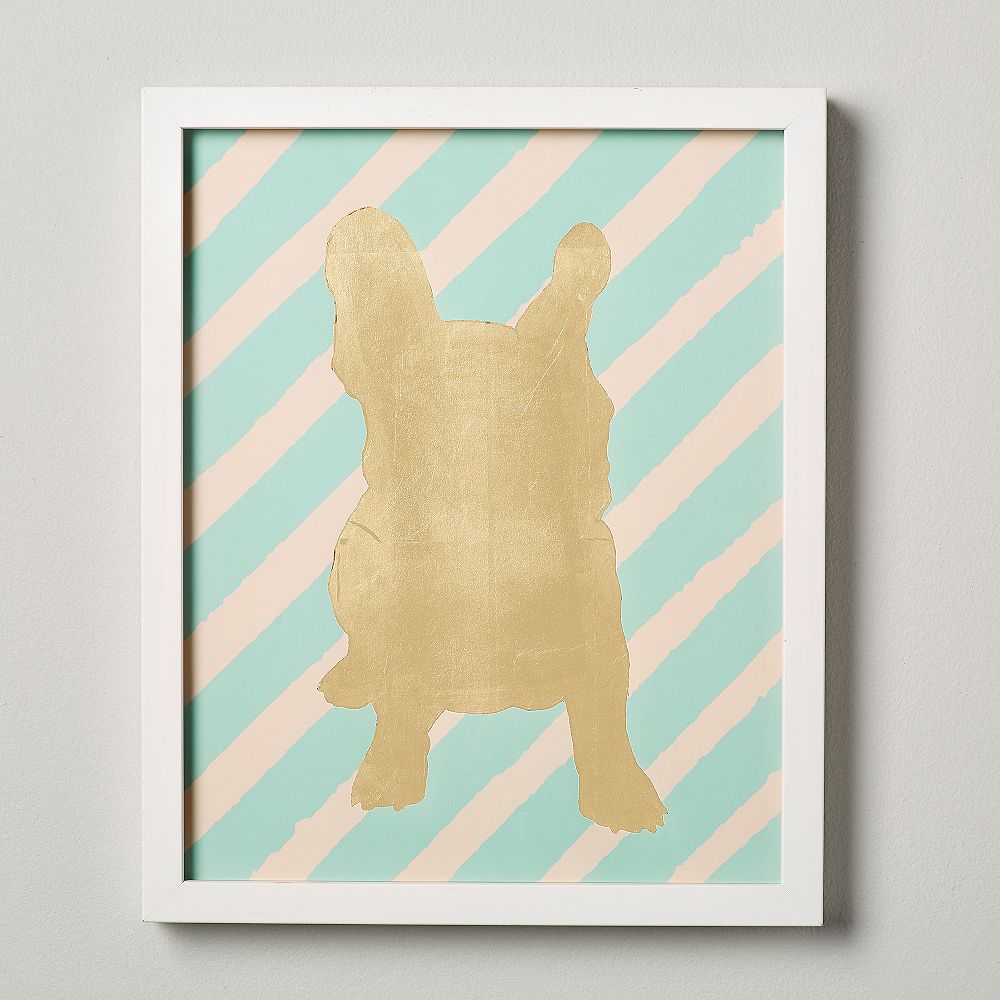 Striped Frenchie with Gold Leaf Framed Art | Wall Prints | Pottery Barn ...