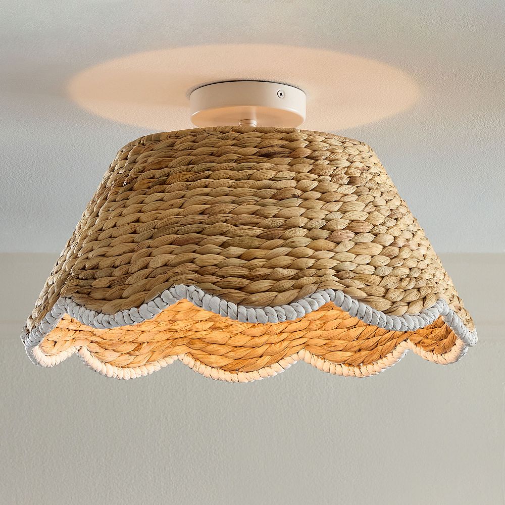 Hudson Scallop Rattan Flush Mount (18") | Pottery Barn Teen