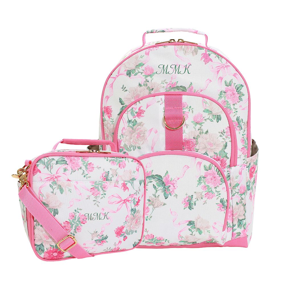 LoveShackFancy Pink Floral Ribbon Backpack and Cold Pack Lunch Box ...