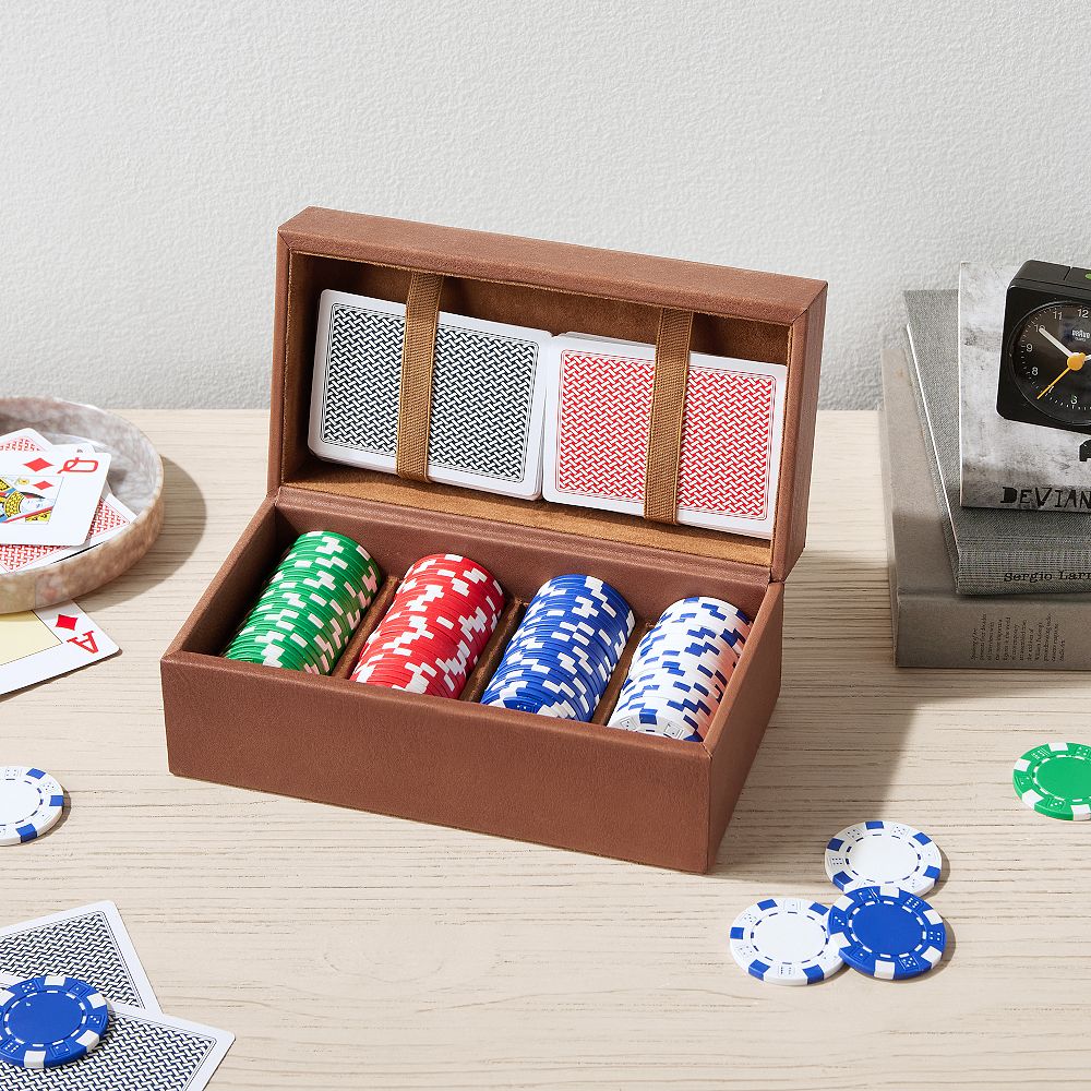 Elliot Leather Poker Set | Pottery Barn Teen