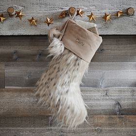 Snow-Cat Faux-Fur Christmas Stocking | Pottery Barn Teen