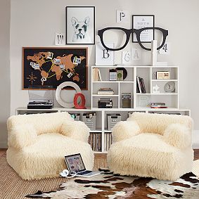 Ivory Furlicious Faux-Fur Eco-Lounge Chair | Pottery Barn Teen