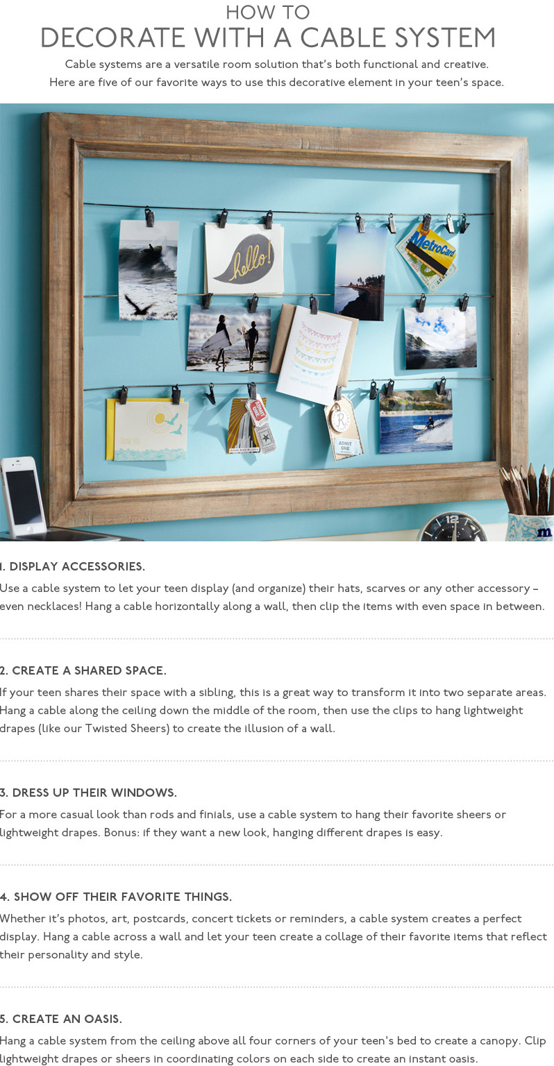 How to Decorate With a Cable System | Pottery Barn Teen