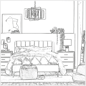 bedroom interior design coloring pages